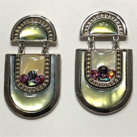 Jewelry | Art Deco Duri Mother Of Pearl And Enamel Dangle Earrings ...
